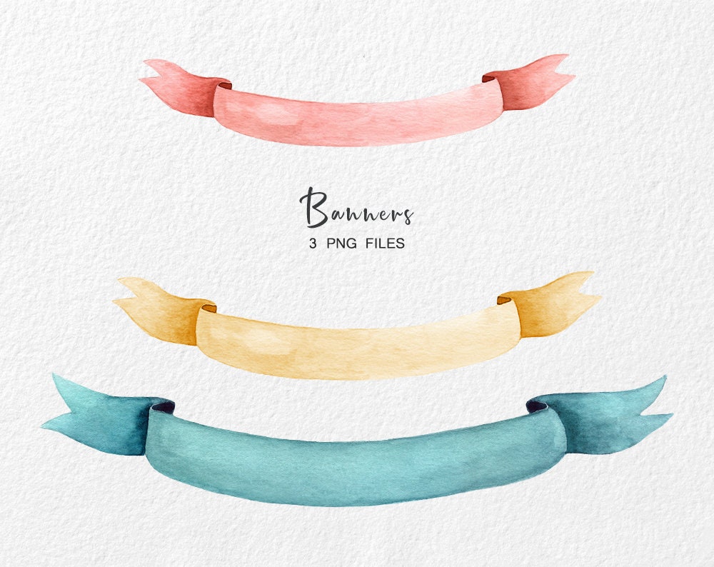 Watercolor Clipart Birthday Children Shower Banners Clipart - Etsy