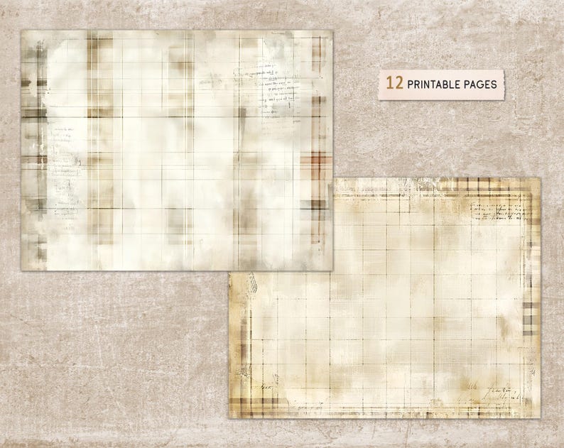 Vintage Scottish Paper, Neutral Journal Pages, Shabby Chic Scrapbooking ...