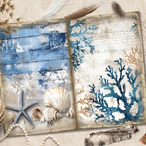 Blue Ocean Junk Journal Kit: Nautical Scrapbook Paper (digital Download ...