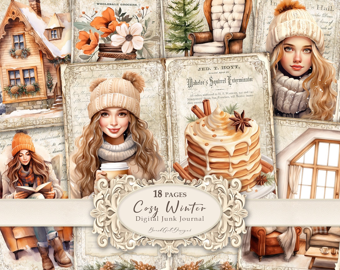 Cozy Winter Junk Journal Kit, Christmas Junk Journal Pages, Junk ...