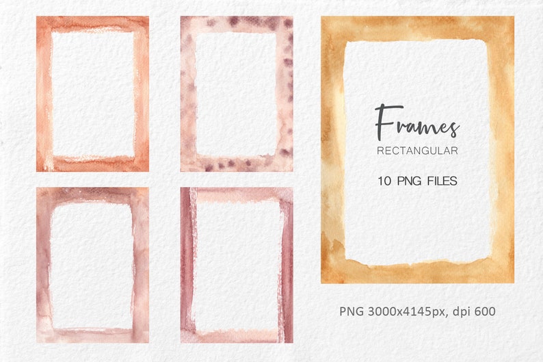 Watercolor Rectangular Frames Clipart, Color Pastel Frames, Photo ...