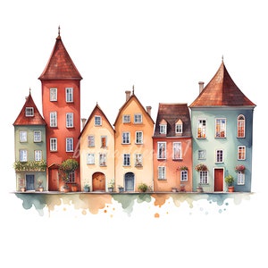 10 Scandinavian Houses, House Clipart, Card Making, High Quality JPG ...