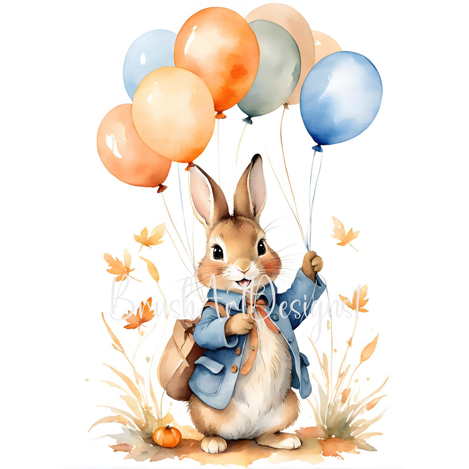 17 Autumn Peter Rabbit Clipart, Beatrix Potter Style, Balloons Birthday ...