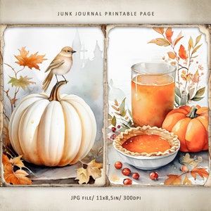 Cozy Autumn Junk Journal Kit With Watercolor Pages, Vintage Ephemera ...