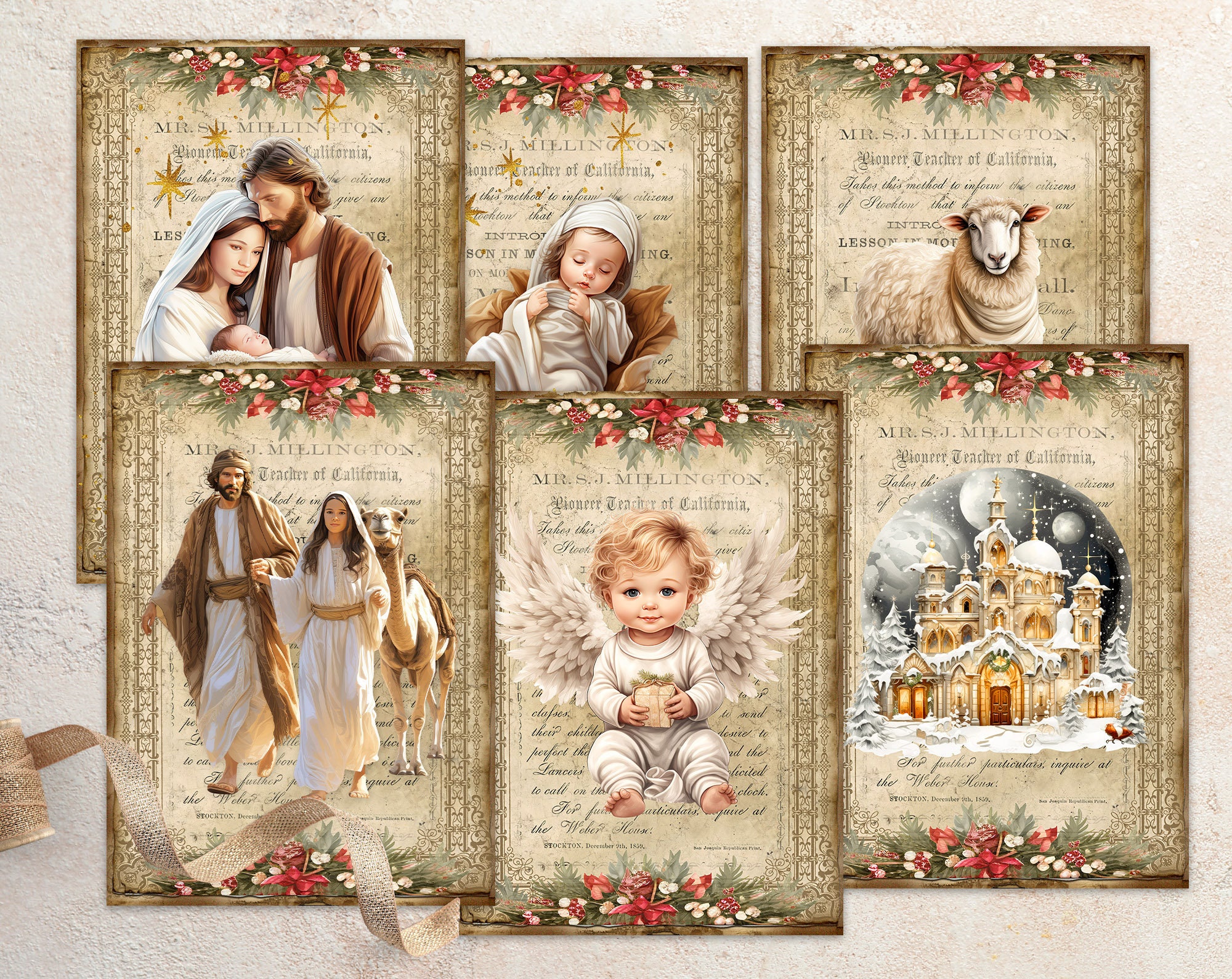 Christmas Printable Cards, Nativity Cards Packs Printables, Digital ...