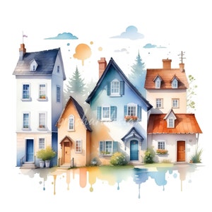 10 Scandinavian Houses, House Clipart, Card Making, High Quality JPG ...