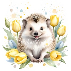 Hedgehog Spring Flowers Clipart, Forest Animal, Card Making, Paper ...