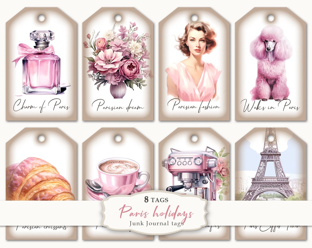 Paris Holiday Tags, Holiday Gift Tags, French Gifts, Printable Holiday ...