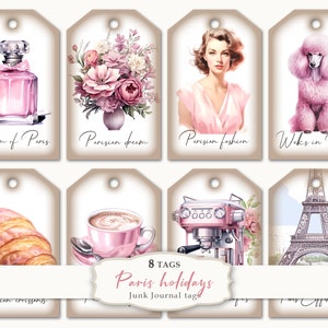 Paris Holiday Tags, Holiday Gift Tags, French Gifts, Printable Holiday ...