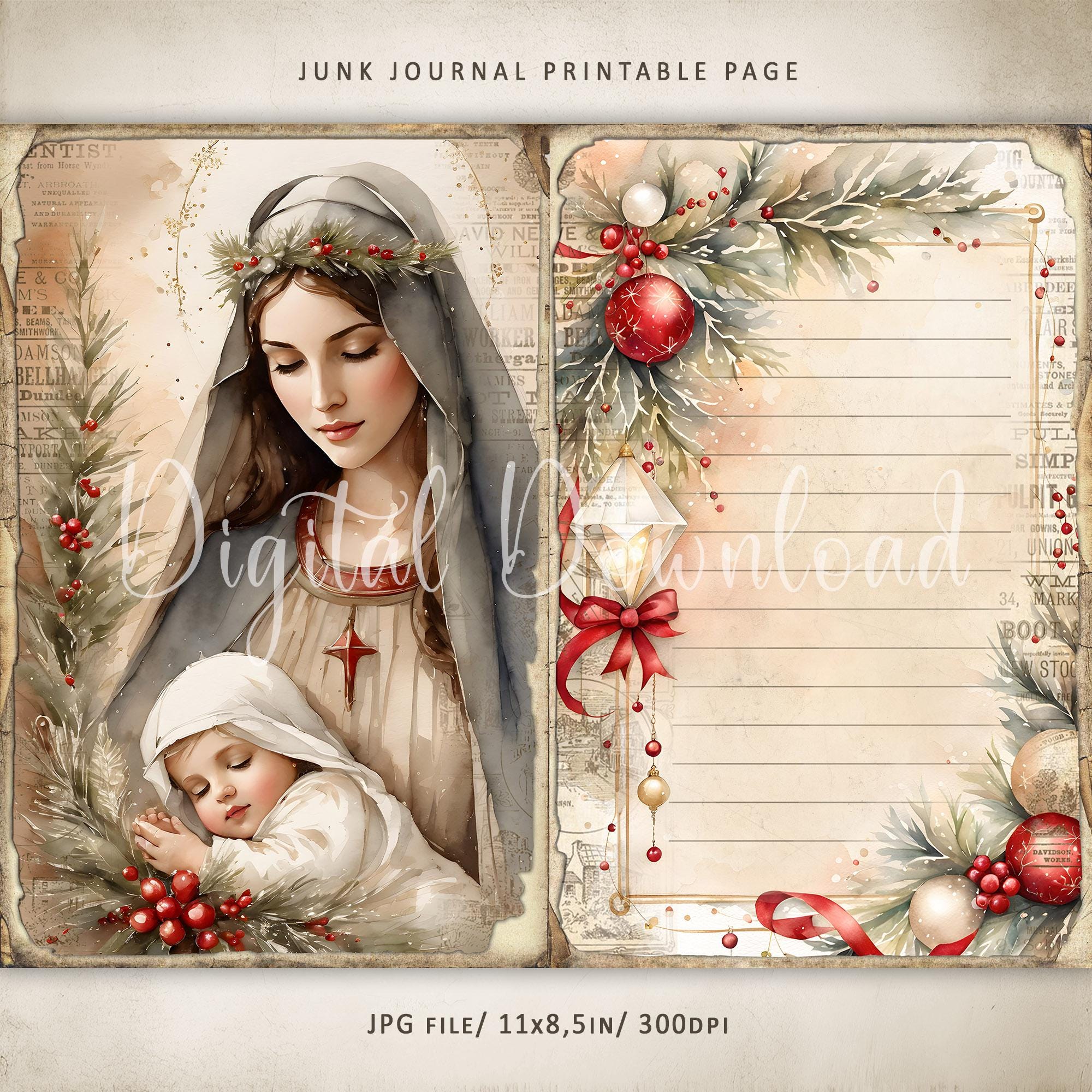 Christmas Nativity Junk Journal Pages, Christmas Nativity Pages ...