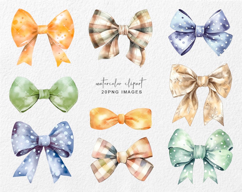 Watercolor Bows, Birthday Bow Clipart Set, Bows PNG, Birthday Gift ...