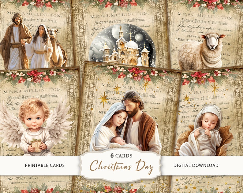 Christmas Printable Cards, Nativity Cards Packs Printables, Digital ...