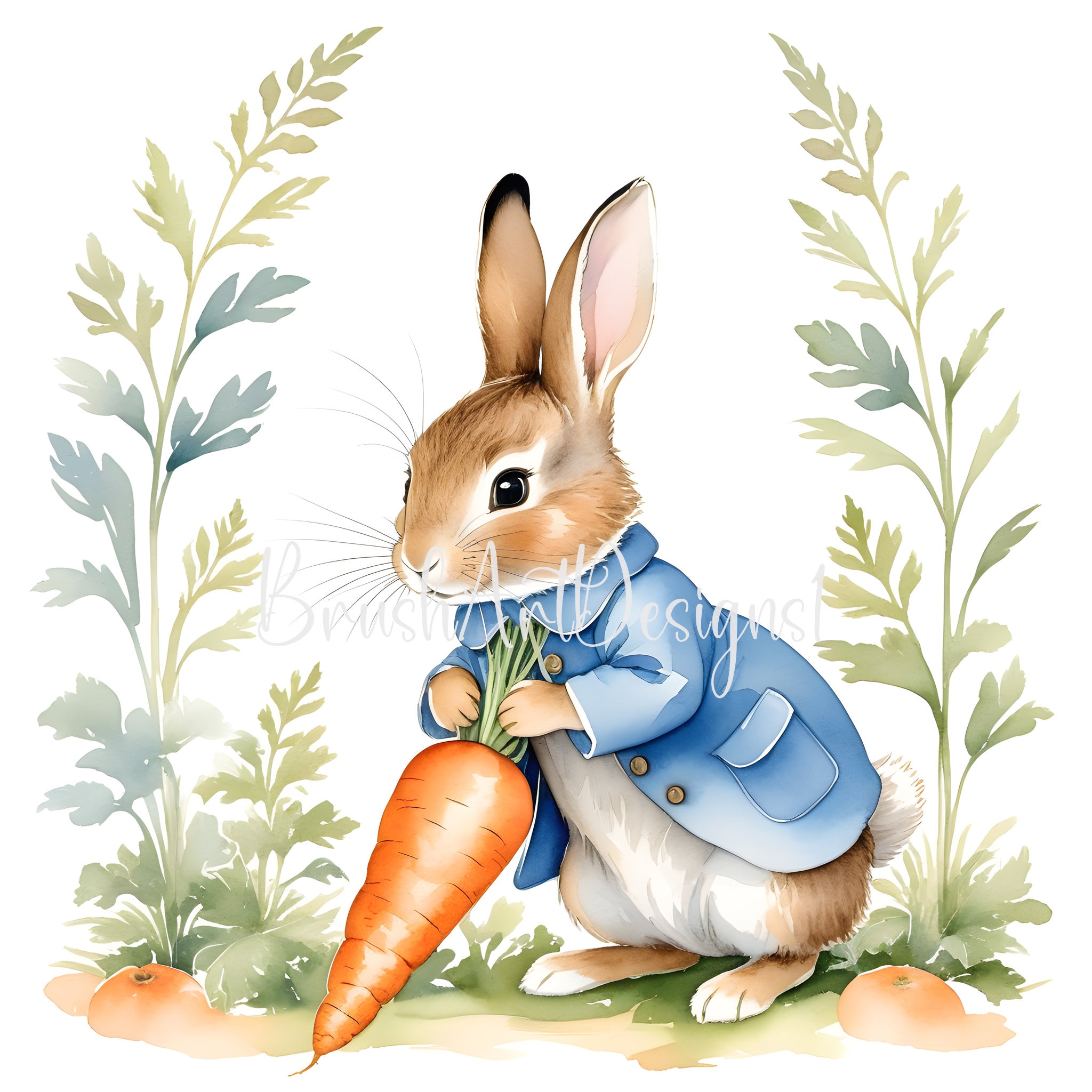 12 Peter Rabbit & Carrot Clipart, Beatrix Potter Style, Spring DIY, JPG ...