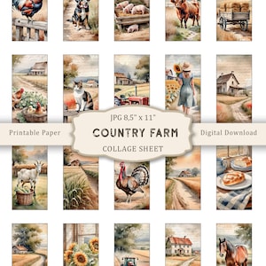 Country Farm 1x2 Inch Domino Digital Collage Sheet, Instant Printable ...