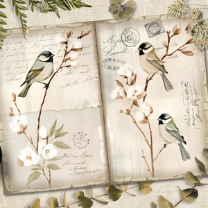 Birds Junk Journal Kit, Spring Flowers Ephemera, Scrapbooking Paper ...