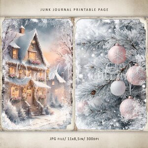 Snowy Christmas #2 Junk Journal Pages, Cozy Winter Collage, Scrapbook ...