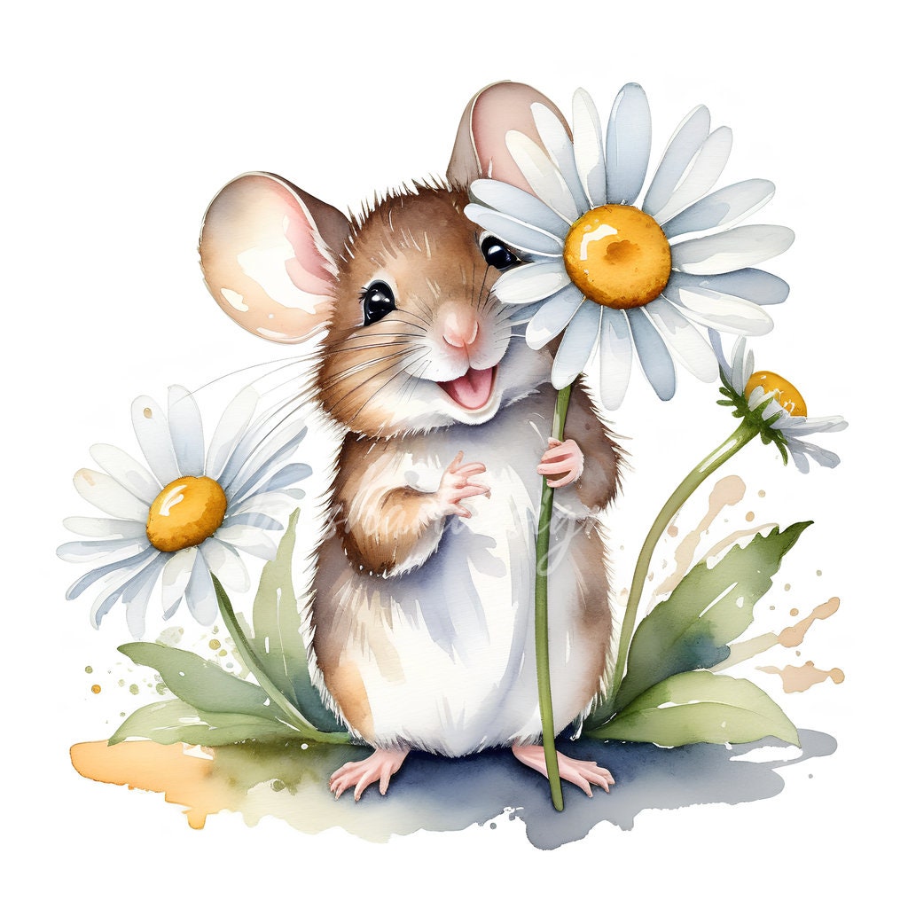Cute Mouse Clipart, Forest Animal JPG, Card Making (digital Download ...