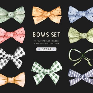 Watercolor Clipart Bows, Bows Clipart Set, Birthday Clipart, Baby ...