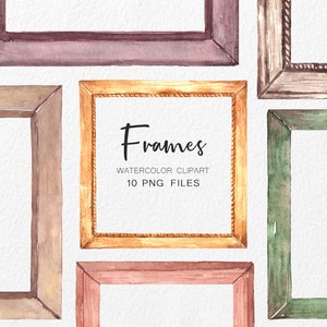 Watercolor Frames Clipart- 10PNG, Wooden Frames Clipart PNG, Wooden ...