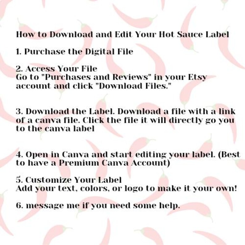 Editable Label for Chili Sauce - Etsy