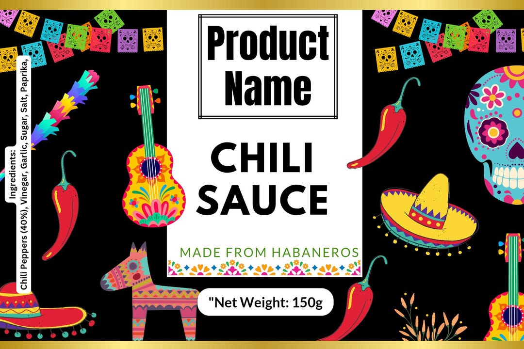 Editable Label for Chili Sauce - Etsy
