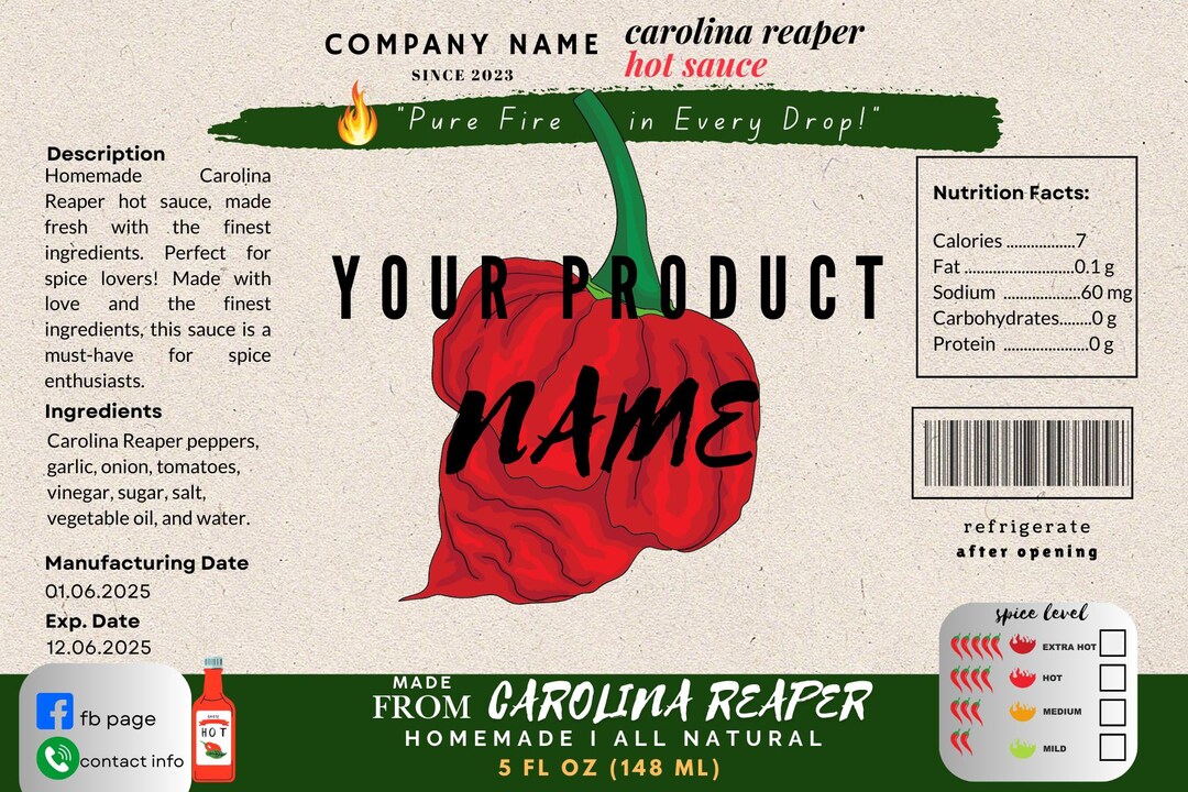 Editable Label for Chili Sauce - Etsy