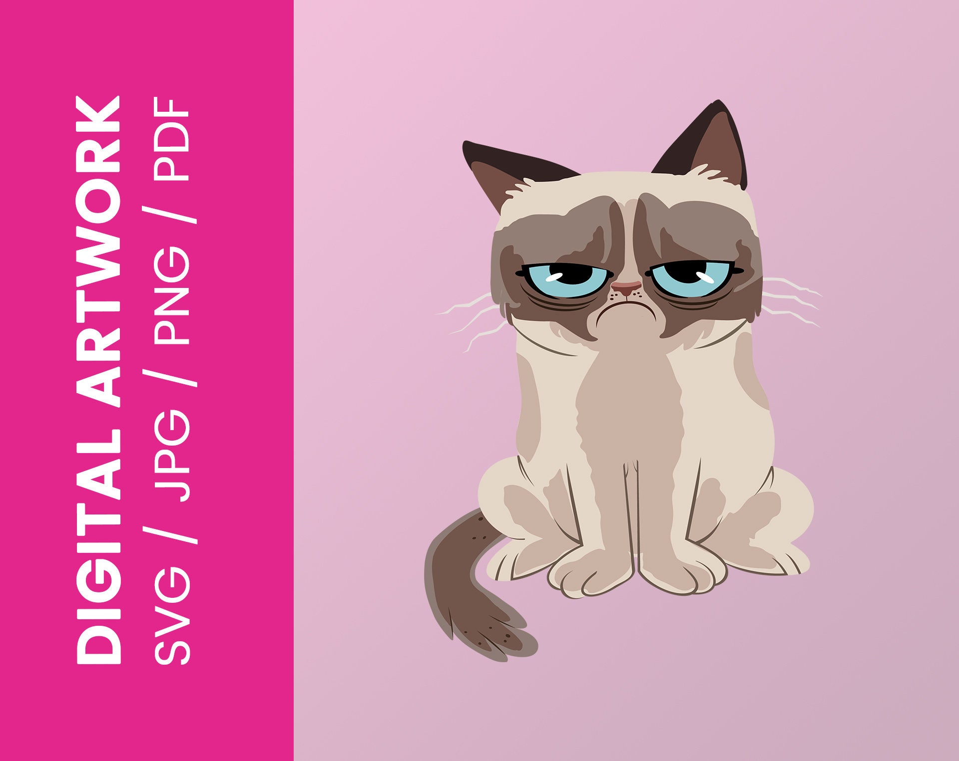 Grumpy Cat Happy Face Artwork SVG | PNG | JPG - Etsy