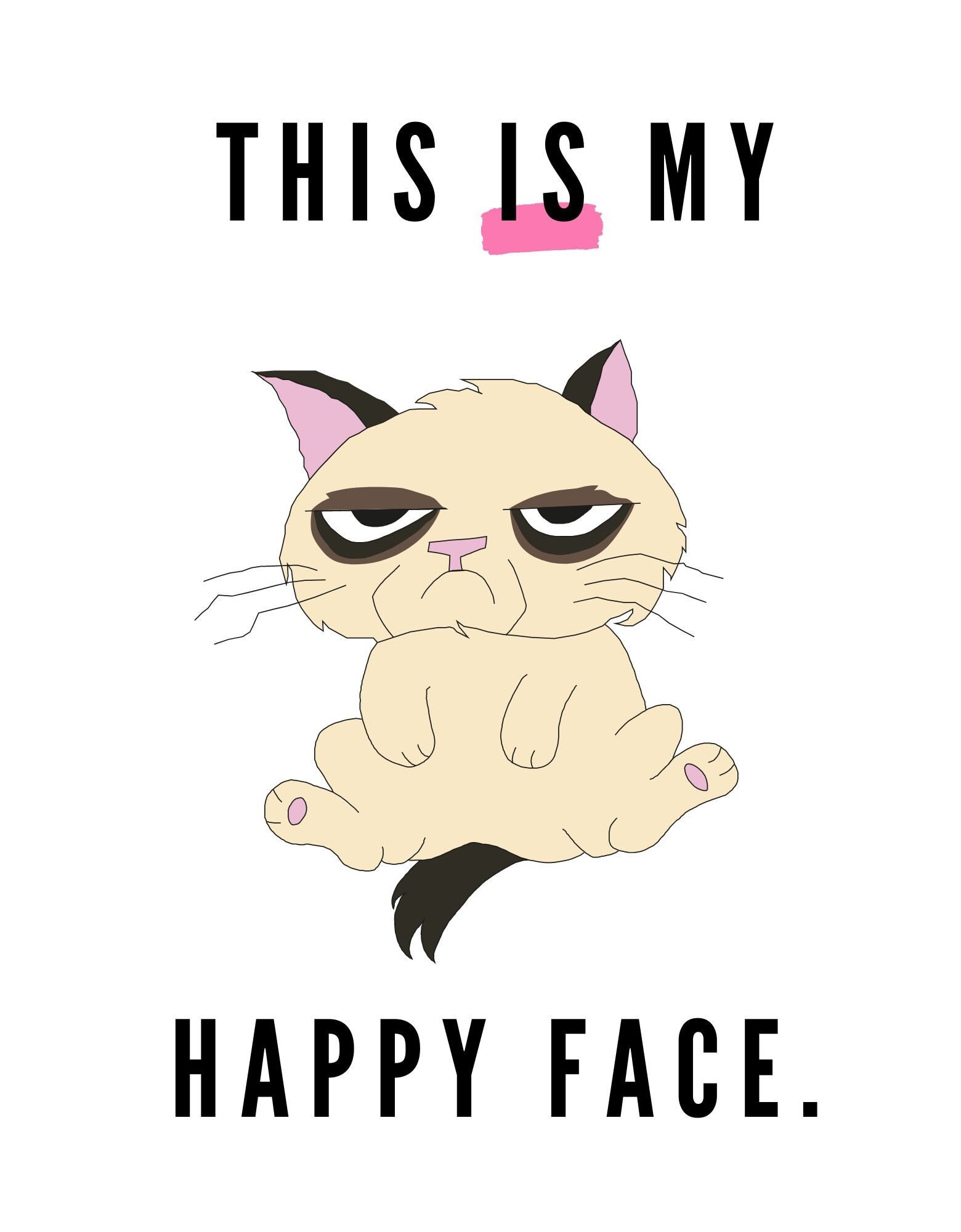 Grumpy Cat Happy Face SVG - Etsy