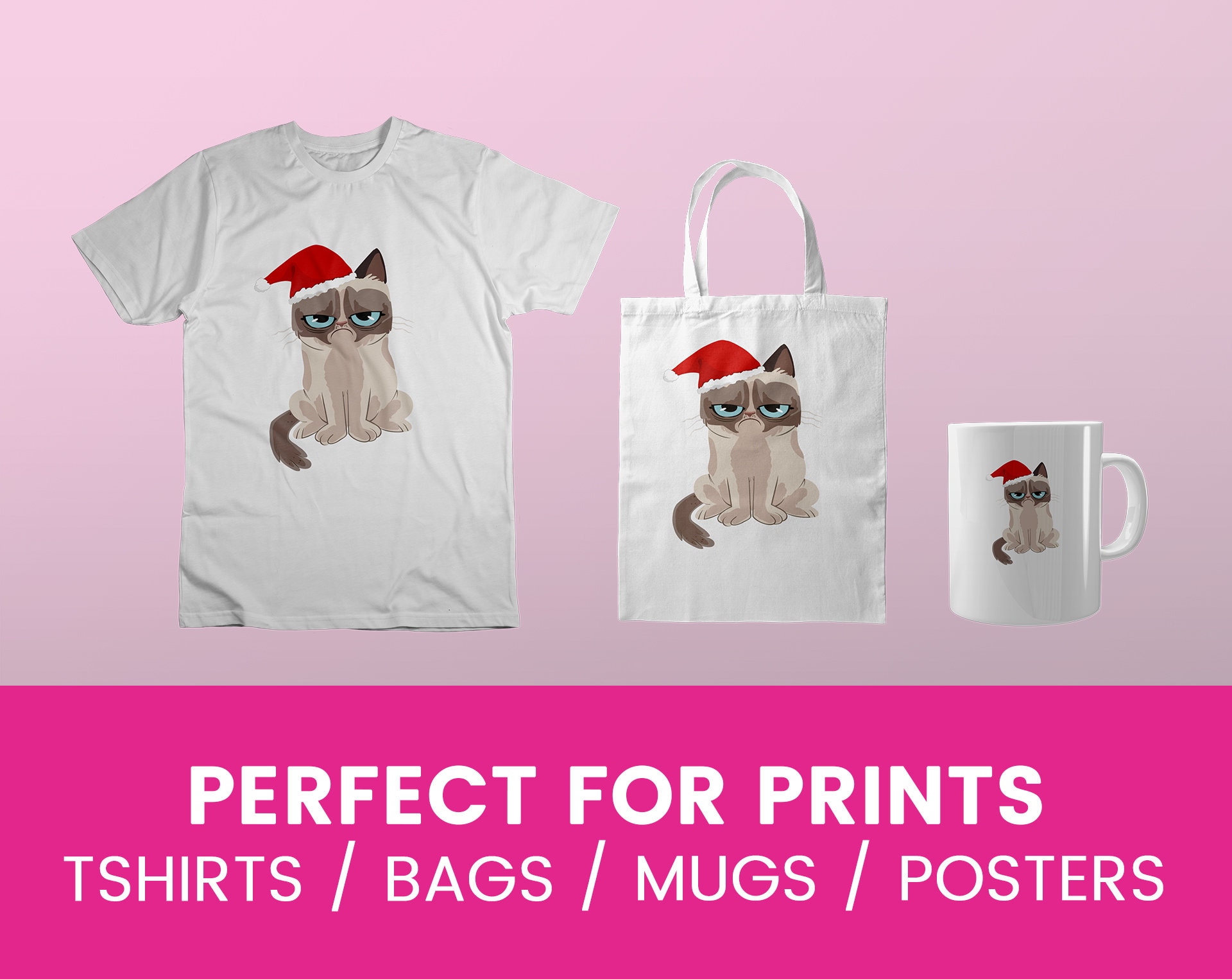 Grumpy Santa - Grumpy Cat Christmas Artwork SVG | PNG | PDF - Etsy