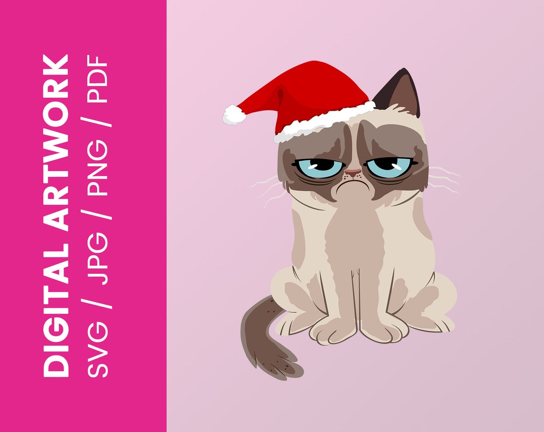 Grumpy Santa - Grumpy Cat Christmas Artwork SVG | PNG | PDF - Etsy