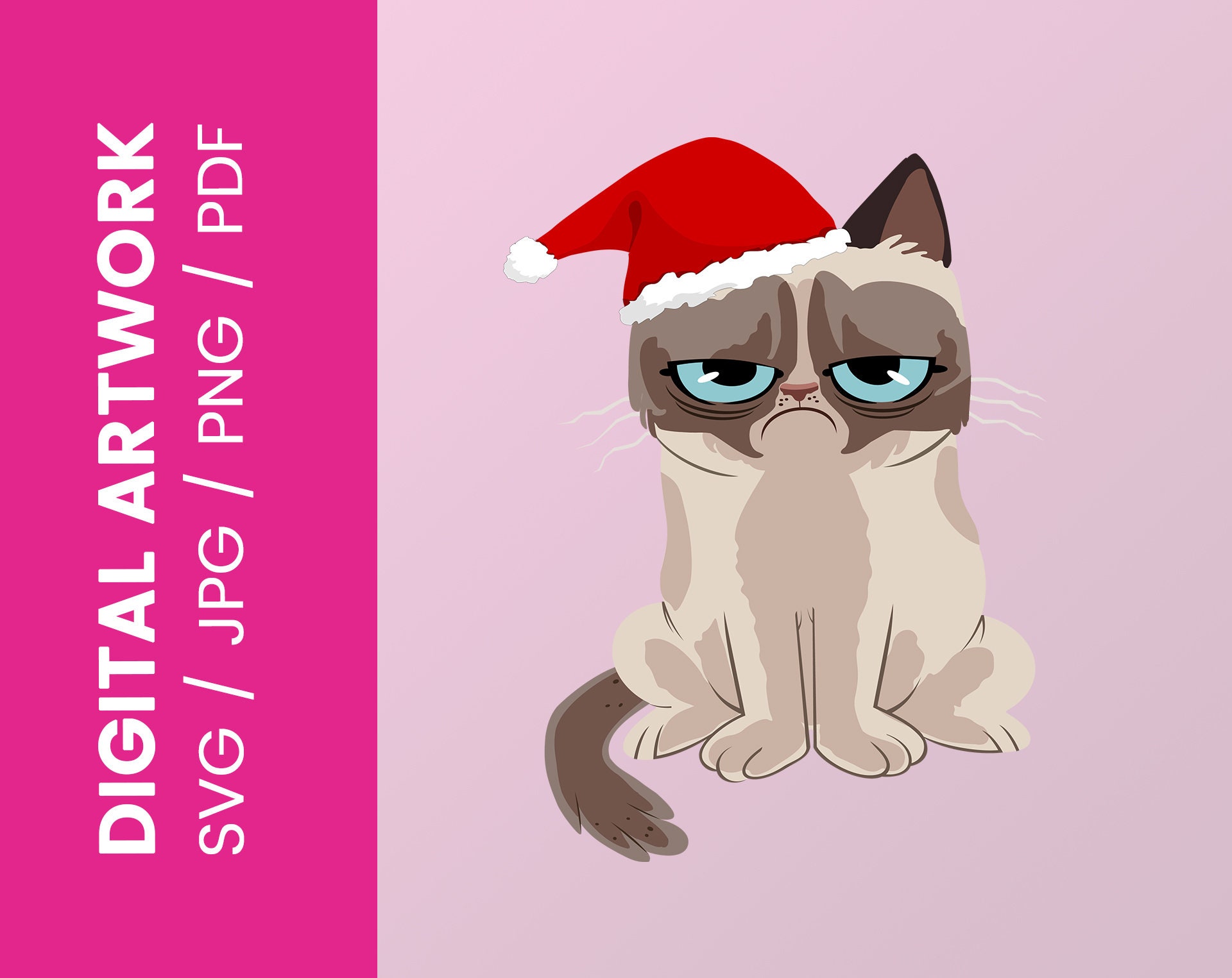 Grumpy Santa - Grumpy Cat Christmas Artwork SVG | PNG | PDF - Etsy