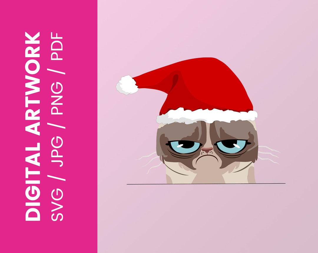 Grumpy Santa - Grumpy Cat Christmas Artwork SVG | PNG | PDF - Etsy