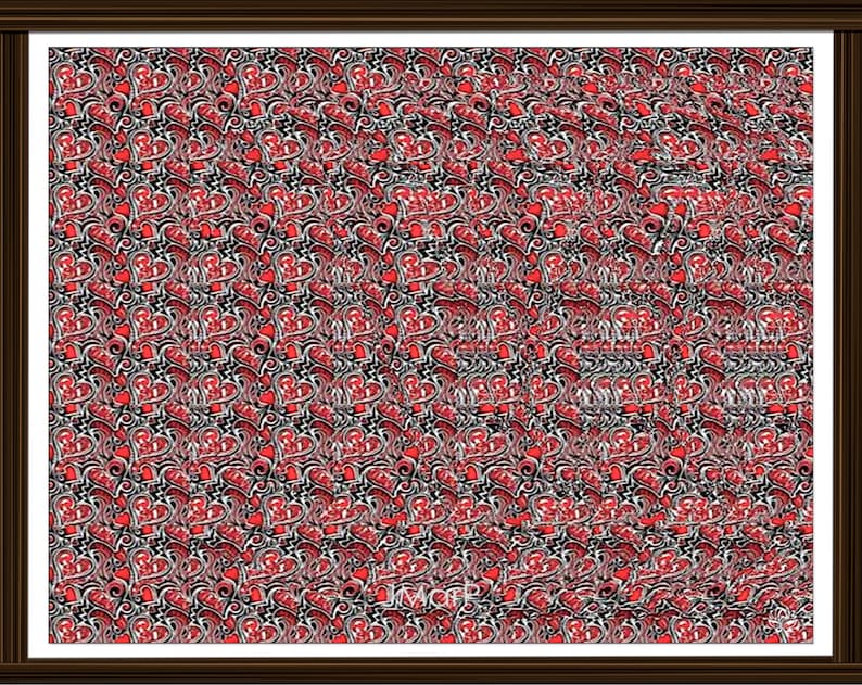 Letter V Stereogram Downloadable Ready to Print Fun Unique Illusion Art ...