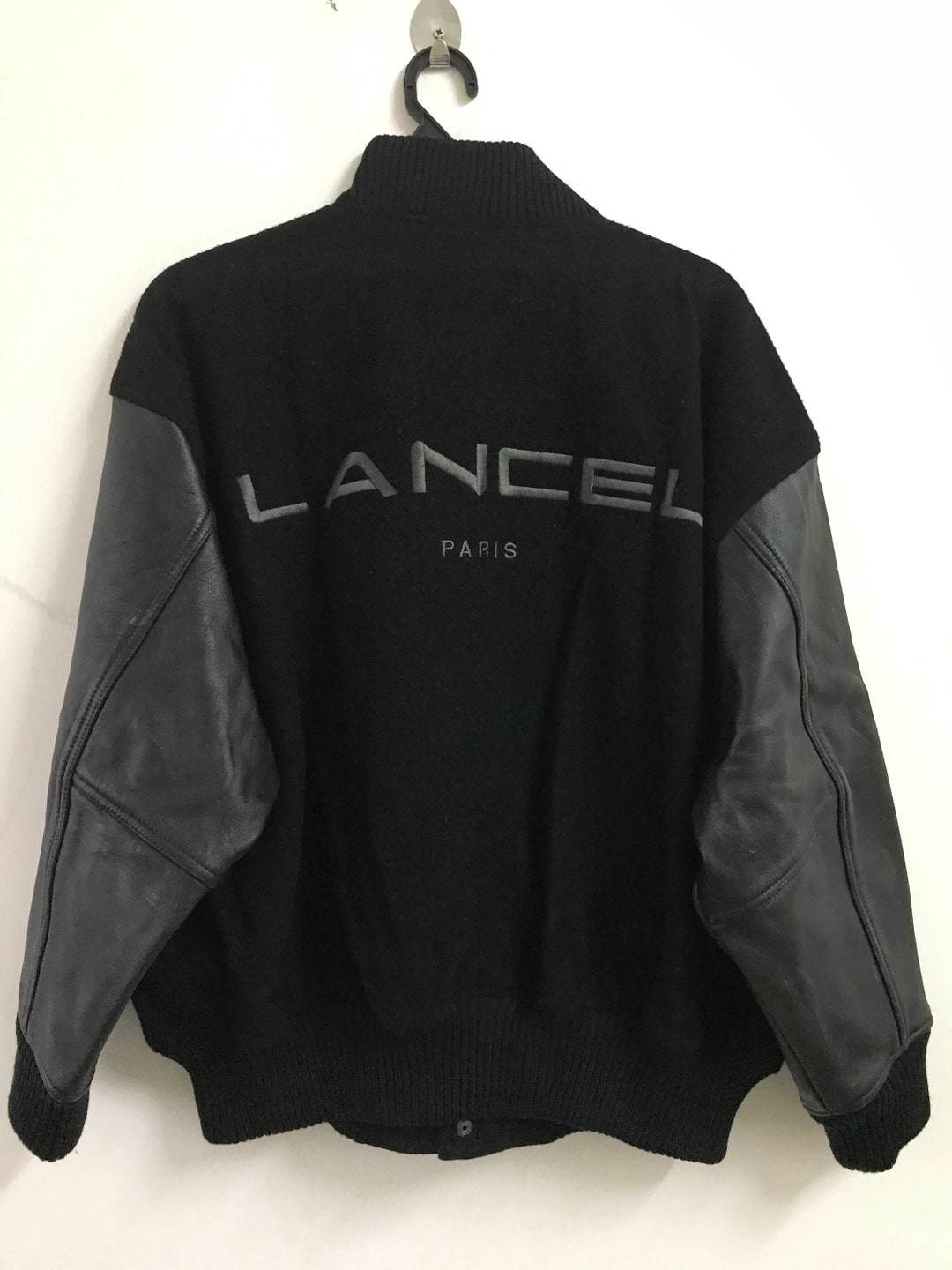 Vintage Lancel Paris Varsity Jacket Black Sleeve Leather Size Medium - Etsy