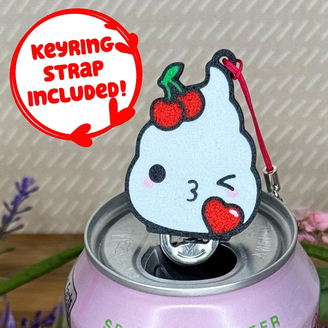 Cherries and Cream Tab Buddy Soda Can Opener - Cute Whip Fruit Keychain ...