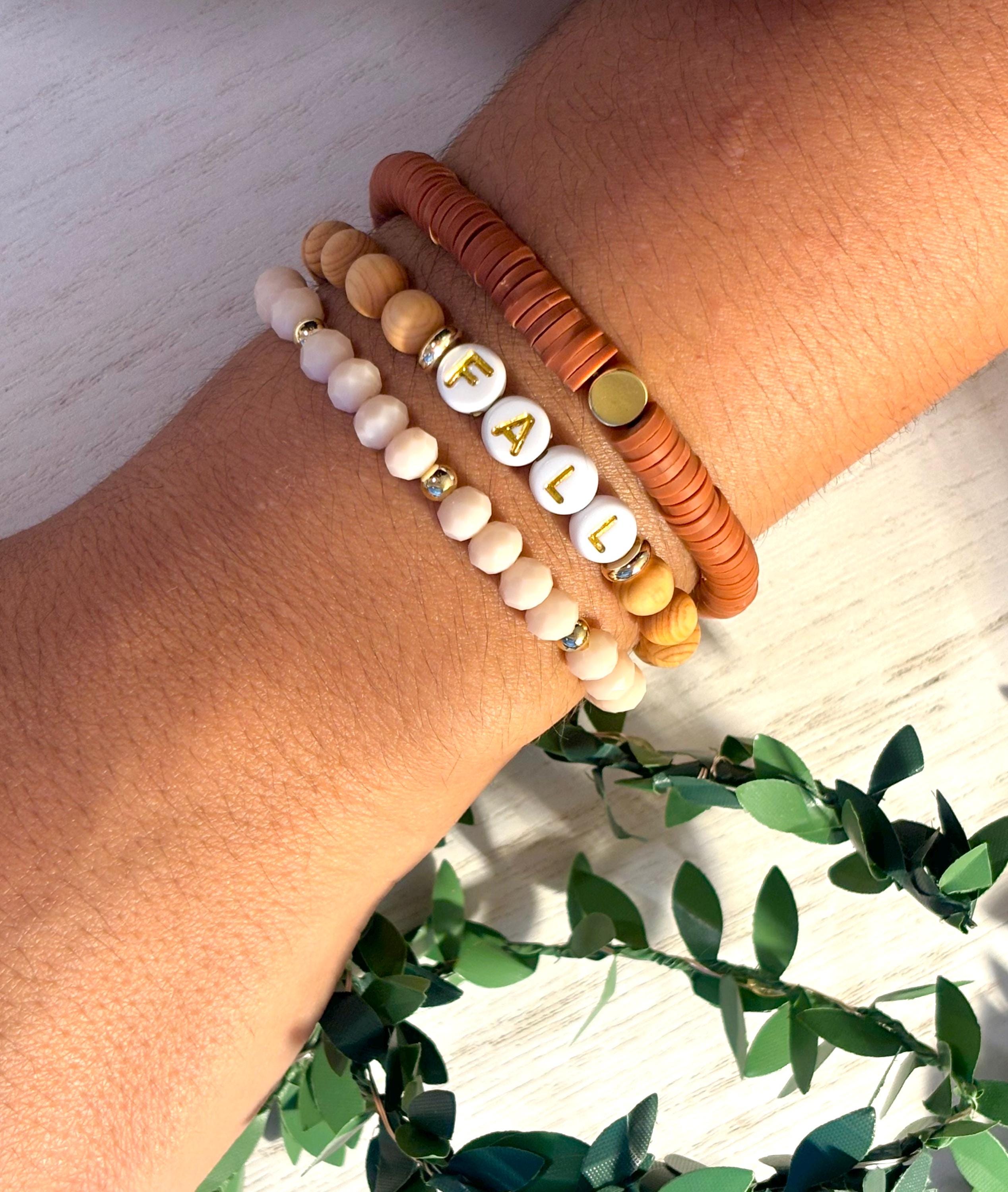 Fall Bracelet Set Letter Beads Stacked Set. - Etsy