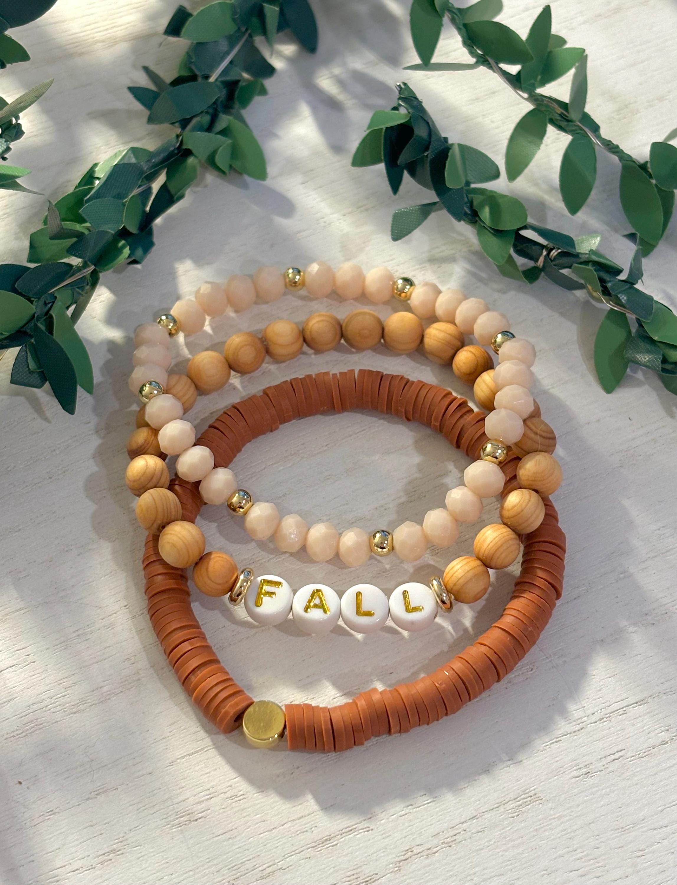 Fall Bracelet Set Letter Beads Stacked Set. - Etsy