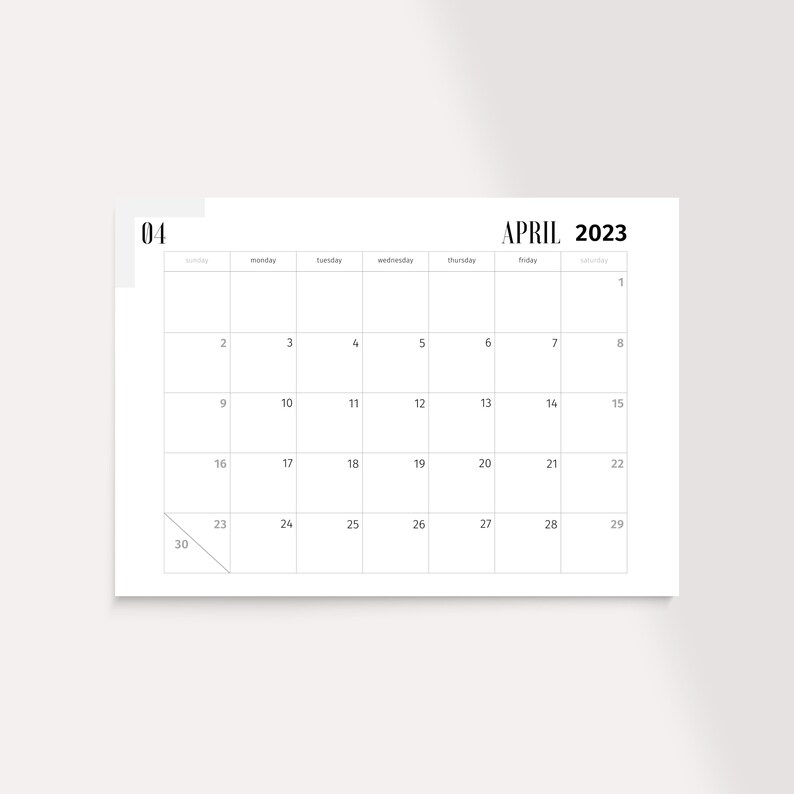 Printable 2023 Monthly Calendar Landscape Orientation - Etsy