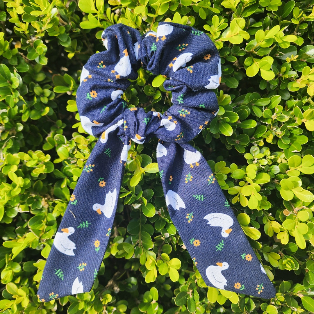 Dainty Ducks Ribbon Scrunchie || Cute Animal Hair Elastics ...