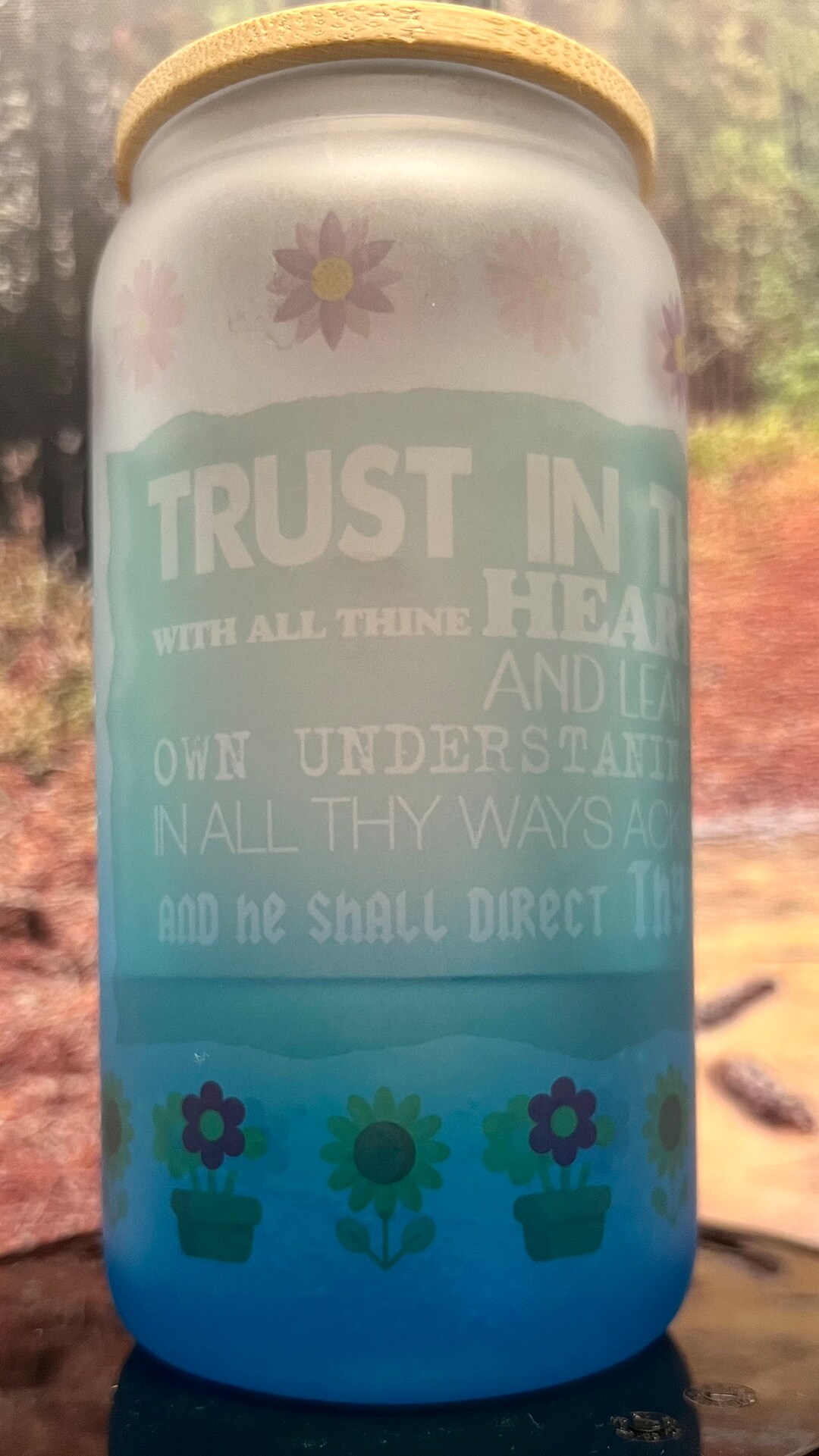 Juices Can Customizable Bamboo Lid and Metal Straw Glass Blanks Glass ...