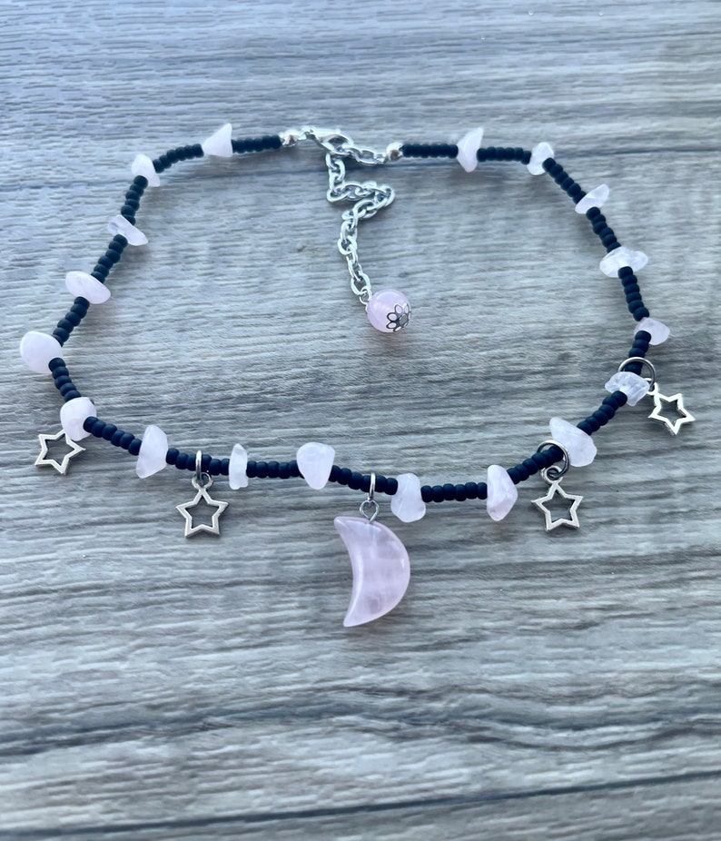Celestial Healing Crystal Choker, Moon & Stars - Etsy