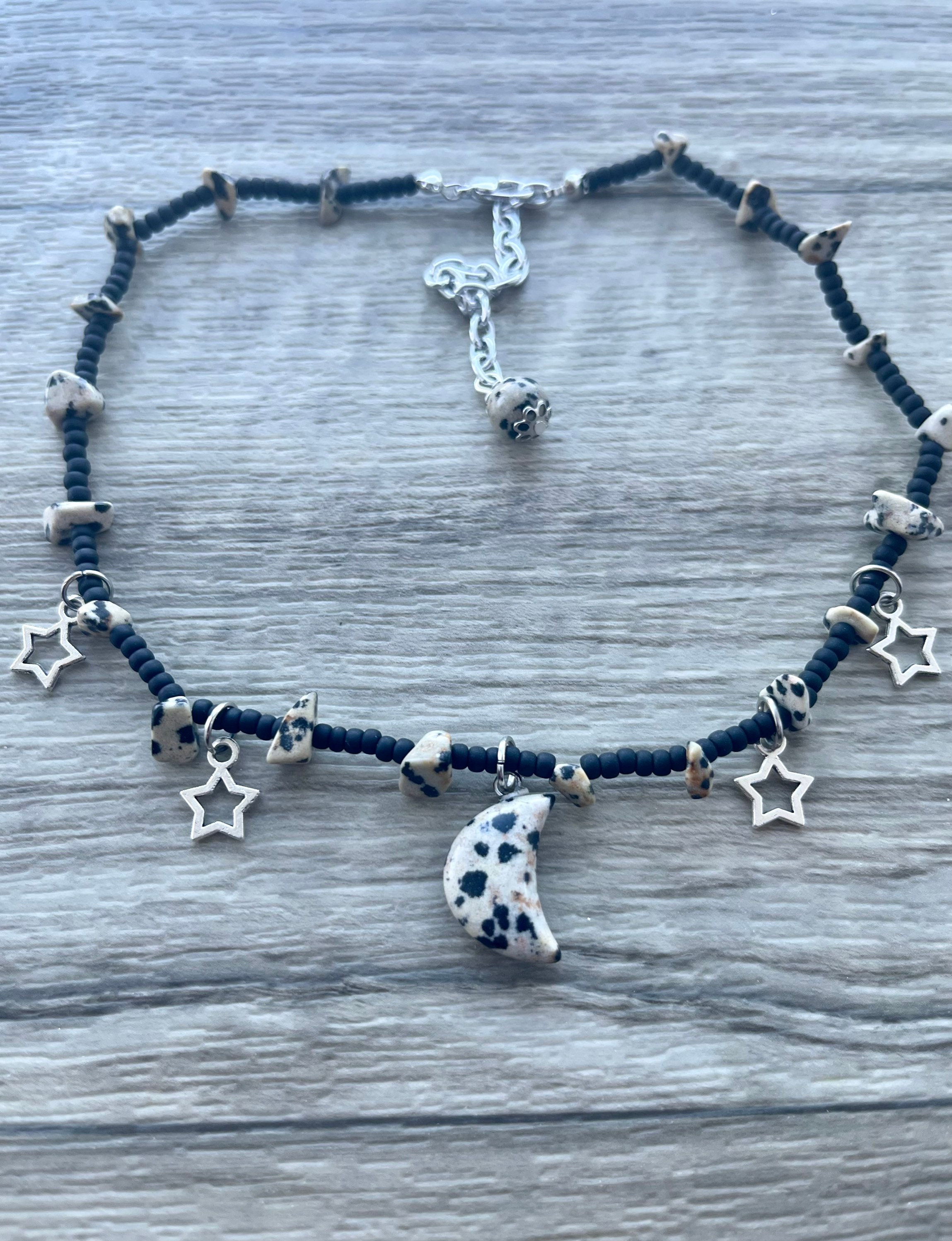 Celestial Healing Crystal Choker, Moon & Stars - Etsy
