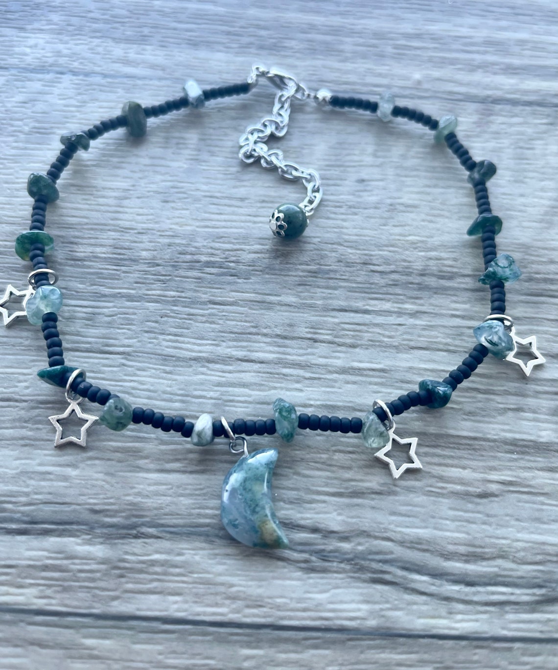 Celestial Healing Crystal Choker, Moon & Stars - Etsy