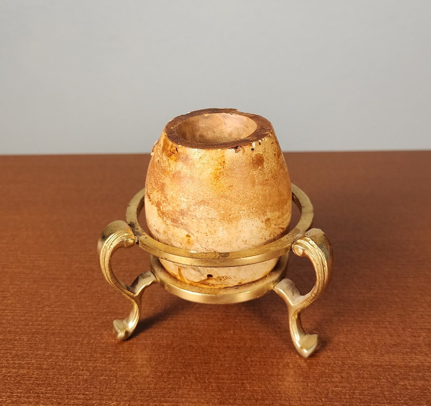 Vintage Heavy Stone Inkwell With Solid Brass Ink Pot Holder, Hollywood ...