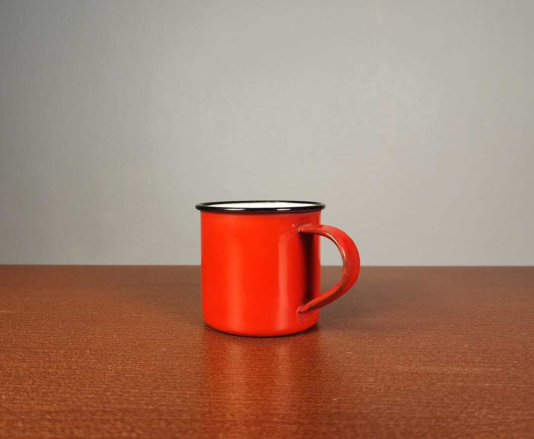 Vintage Small Red Enamel Cup - Etsy