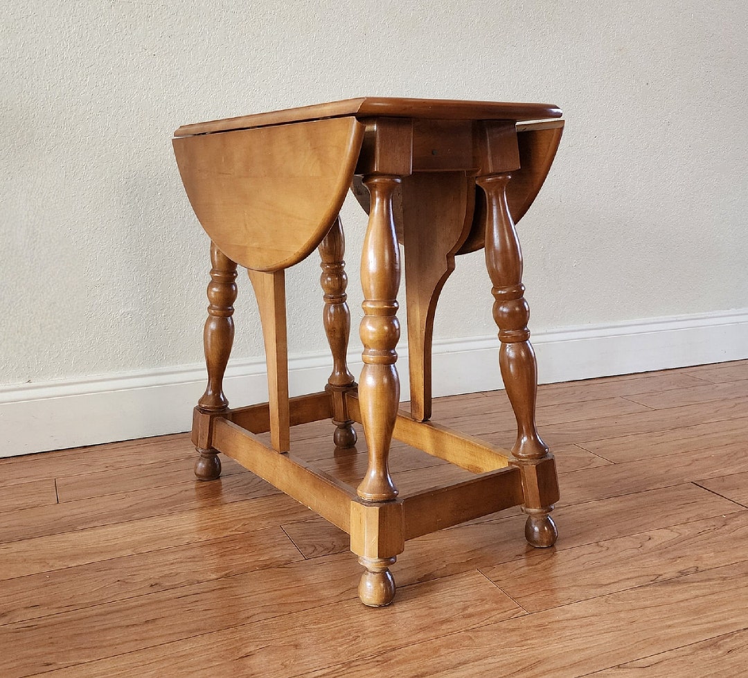 Vintage 1970s Arts and Craft End Table With Drop Leaf, Mid Century ...