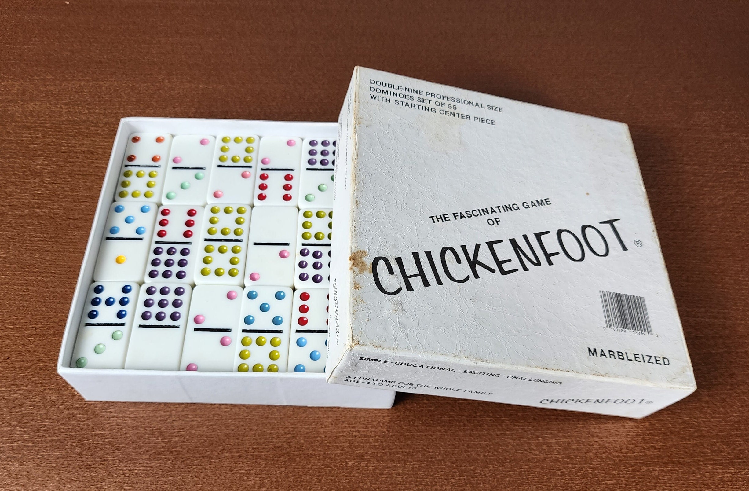 Vintage Fascinating Game of Chickenfoot Domino, Marbleized Dominoes Set ...