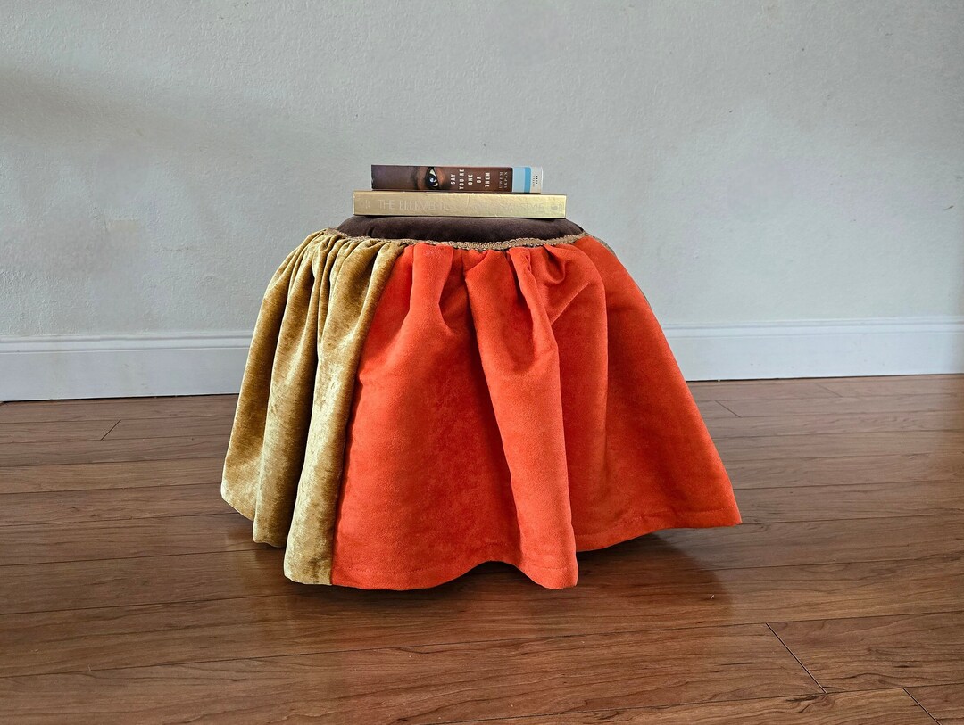 Vintage Skirted Stool, Midcentury Cushioned Stool - Etsy