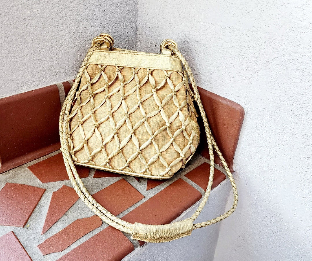 Vintage Tianni Woven Metallic Gold Bag - Etsy