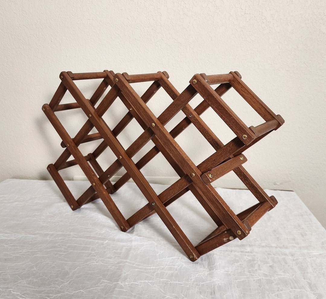 Vintage Wooden Foldable Wine Rack - Etsy